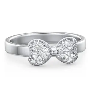 Jewlr Adorable Bow Cage Ring - Sterling Silver