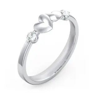 Jewlr Heart-to-heart Ring With Accent Stones