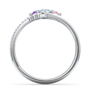 Jewlr Engravable Triple Band Gemstone Ring With Accents