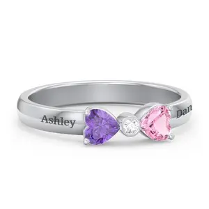 Jewlr Birthstone Bow Ring With Bezeled Accent - Sterling Silver
