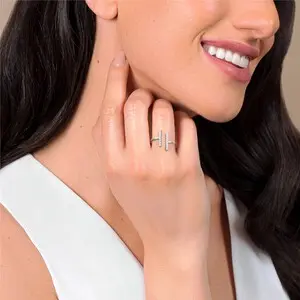 Jewlr Double Bar Ring With Accents