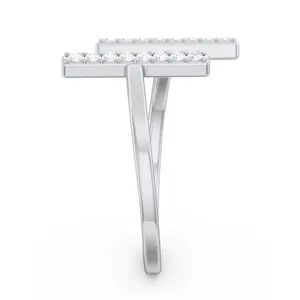 Jewlr Double Bar Ring With Accents