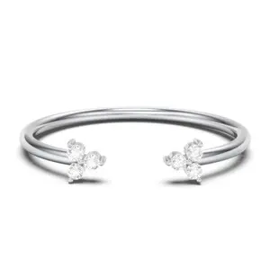 Jewlr Open Cuff Ring With Accents - Sterling Silver