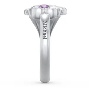 Jewlr Engravable Intertwined Triple Heart Ring With Gemstones