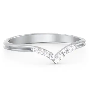 Jewlr V-band Wedding Ring With Accents - Sterling Silver