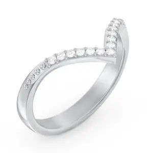Jewlr Deep-v Wedding Band With Milgrain And Accents