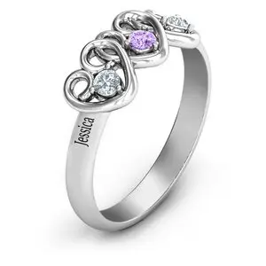 Jewlr Three's Company Triple Heart Gemstone Ring