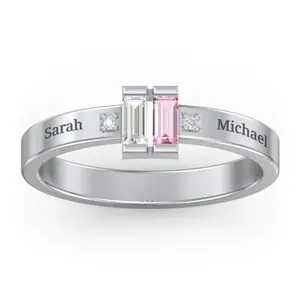 Jewlr Baguette Birthstone Ring With Accents