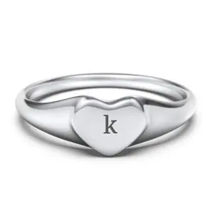 Jewlr Engravable Heart Signet Ring - Sterling Silver