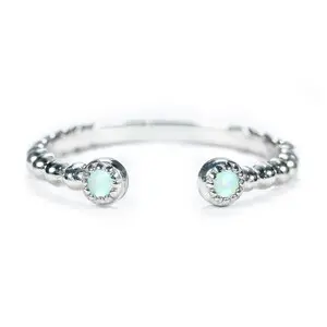 Jewlr Beaded Ball Open Cuff Ring With Gemstones