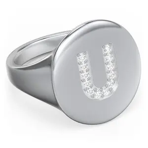 Jewlr Pavé Initial Signet Ring U - Sterling Silver