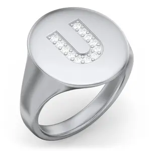 Jewlr Pavé Initial Signet Ring U