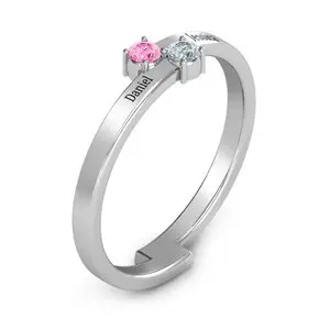Jewlr Diagonal Dazzle Ring With 2-3 Gemstones