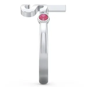 Jewlr Double Initial Open Cuff Ring With Birthstones