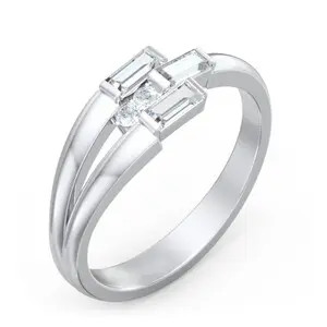 Jewlr Engravable 3 Baguette Gemstone Ring With Accents