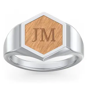 Jewlr Engravable Wood Hexagon Signet Ring Cherry