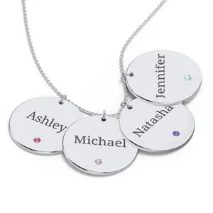 Jewlr Engravable 4 Disc Pendant With Birthstone
