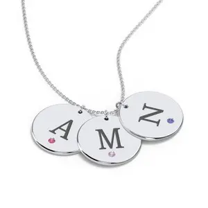 Jewlr Birthstone Initial 3 Disc Pendant