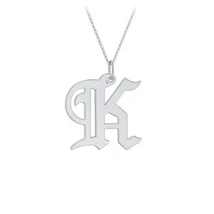 Jewlr Gothic Initial Pendant Necklace K - Sterling Silver