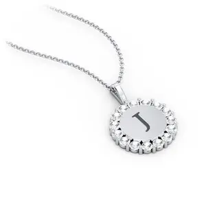 Jewlr Initial Halo Disc Necklace With Gemstones