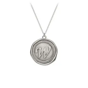 Jewlr Initial Medallion Necklace W - Sterling Silver