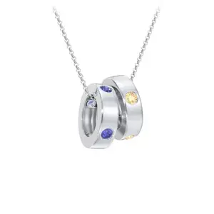 Jewlr Multi-gemstone Stacking Ring Charm Necklace 2 - Sterling Silver