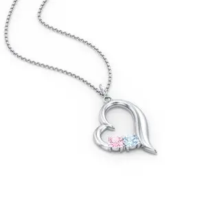 Jewlr Tilted Open Heart Pendant With Gemstones