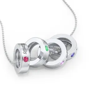 Jewlr Engravable Gemstone Stacking Ring Charm Necklace 4