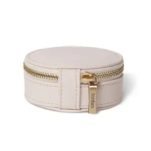 Jewlr Engravable Round Jewelry Travel Case In Cream