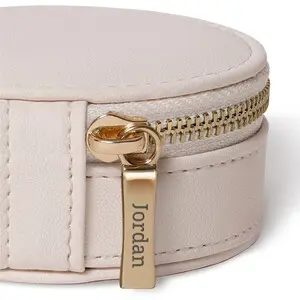 Jewlr Engravable Round Jewelry Travel Case In Cream