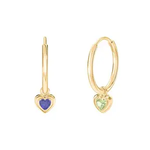 Jewlr Medium Hoops With Removable Puffy Heart Birthstone Charms - Silver