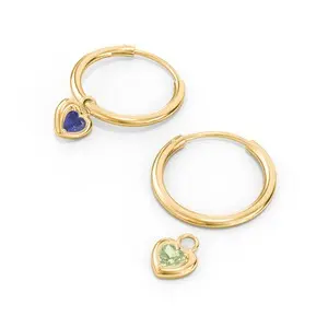 Jewlr Medium Hoops With Removable Puffy Heart Birthstone Charms