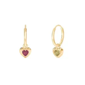 Jewlr Small Hoops With Removable Puffy Heart Birthstone Charms - Silver