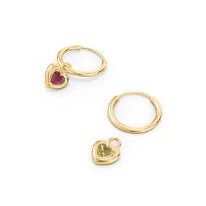 Jewlr Small Hoops With Removable Puffy Heart Birthstone Charms