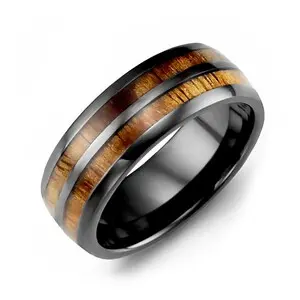 Jewlr And Koa Wood Barrel Ring - Ceramic