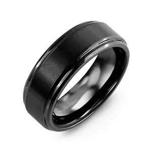Jewlr Brushed Ring With Beveled Edges - Ceramic