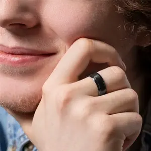 Jewlr Brushed Ring With Beveled Edges