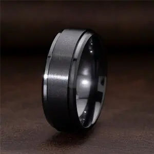 Jewlr Brushed Ring With Beveled Edges