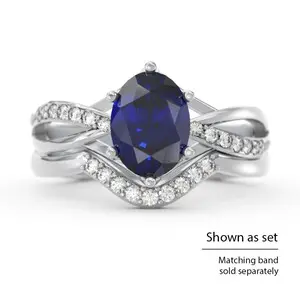 Jewlr Oval Cut Gemstone Ring With Twisted Band And Accents