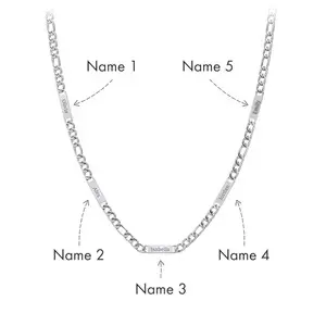 Jewlr Figaro Chain With 5 Engravable Bars
