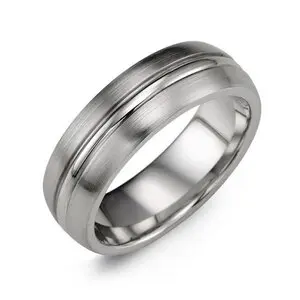 Jewlr Brushed Ring With Polished Band - Cobalt