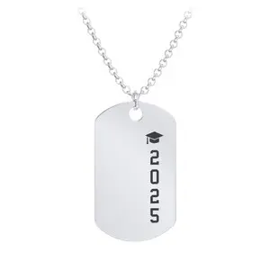Jewlr 2025 Graduation Dog Tag Necklace - Sterling Silver