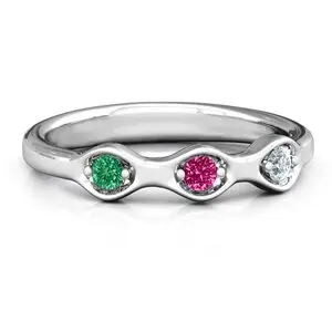 Jewlr 1-4 Infinite Wave Multi Stone Ring - Sterling Silver