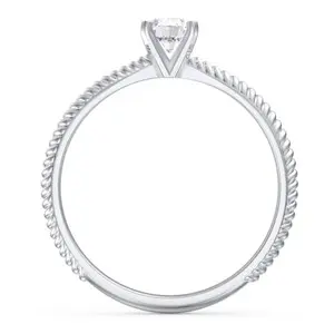 Jewlr 1/3 Ct. Round Gemstone Engaget Ring With Twisted Rope Band