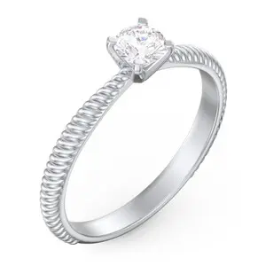 Jewlr 1/3 Ct. Round Gemstone Engaget Ring With Twisted Rope Band