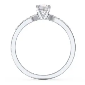 Jewlr 1/3 Ct. Round Gemstone Split Engaget Ring With Accents
