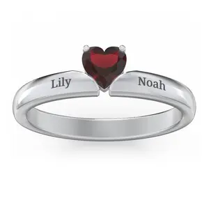 Jewlr Solitaire Heart Gemstone Ring With Engravable Band