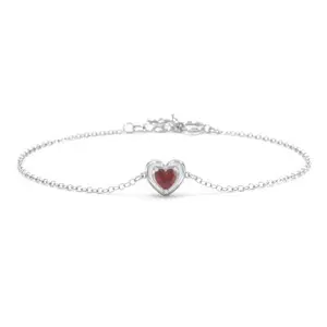 Jewlr Puffy Heart Birthstone Bracelet - Sterling Silver