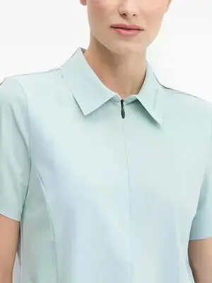 SPORTALM Zip-up Pleated-sleeve Polo Shirt