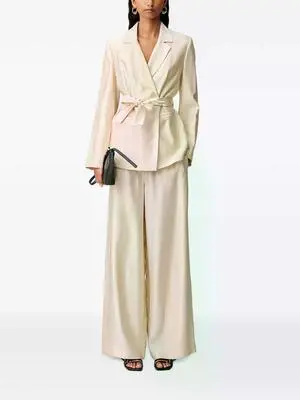 Claudie Pierlot Belted Satin Tailored Jacket - Neutrals